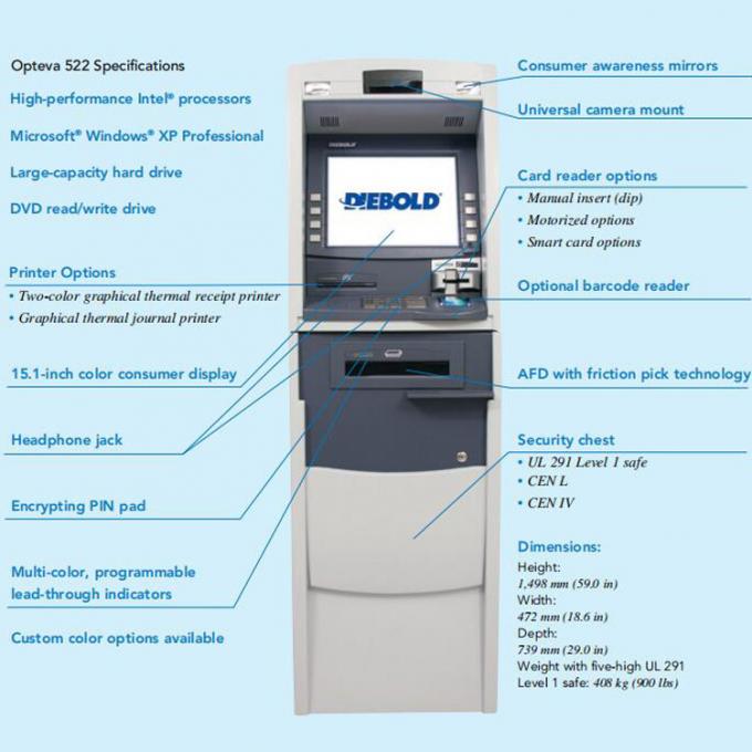 Diebold Opteva 522 Lobby Cash Dispenser Bank ATM Automatic Teller Machine